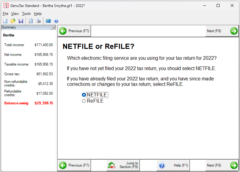 Using NETFILE to Send Your Tax Return - Program Help - GenuTax Standard