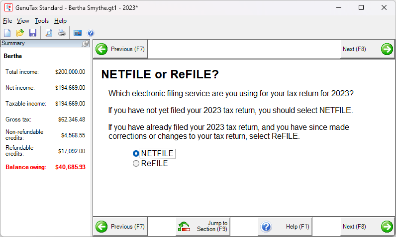 Using Netfile To Send Your Tax Return Program Help Genutax Standard