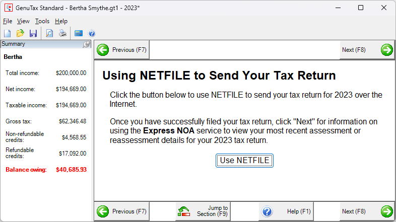 Using Netfile To Send Your Tax Return Program Help Genutax Standard