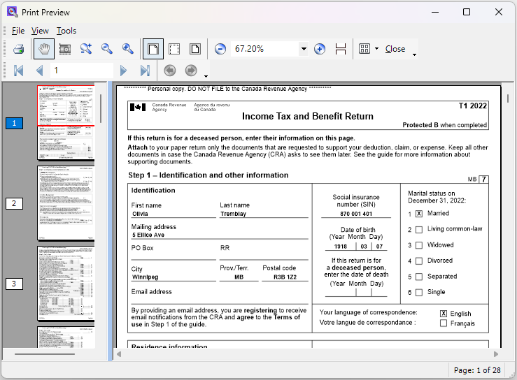 Previewing the Printed Tax Return - Program Help - GenuTax Standard