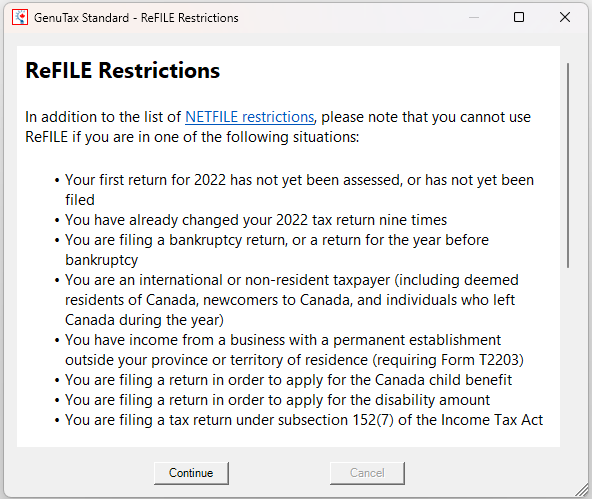 Using ReFILE to Change Your Tax Return - Program Help - GenuTax Standard