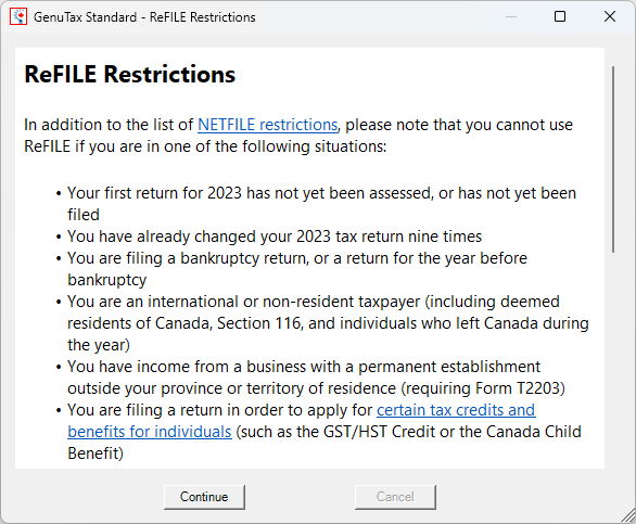 Using ReFILE to Change Your Tax Return - Program Help - GenuTax Standard