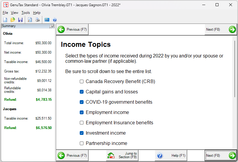 Using the Interview - Program Help - GenuTax Standard