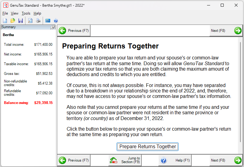 Using the Interview - Program Help - GenuTax Standard